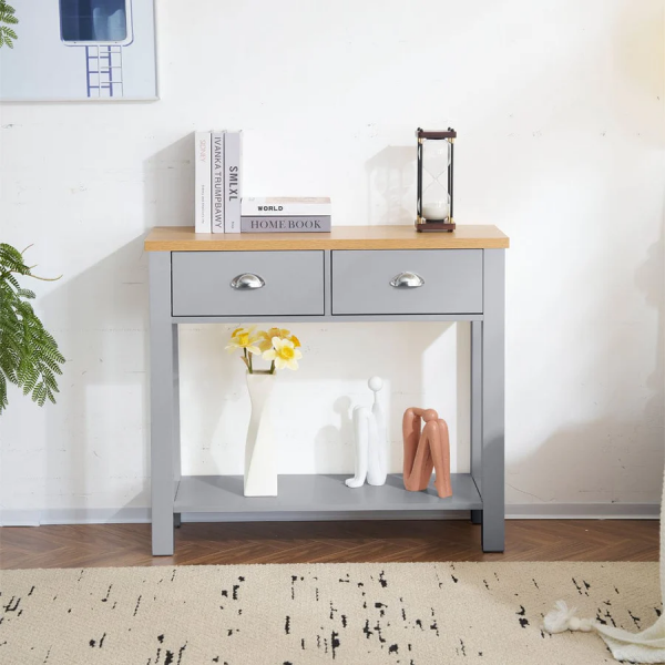 Heritage Hallway console table Sideboard With 2 Drawers - Grey/Oak ...
