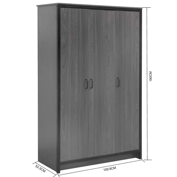 Black iron frame 3 doors wardrobe | Tudor Furniture
