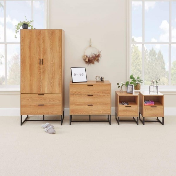 BELLUNO INDUSTRIAL STYLE BEDROOM SET WITH 2 DOOR WARDROBE | Tudor Furniture