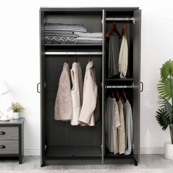 Black iron frame 3 doors wardrobe | Tudor Furniture