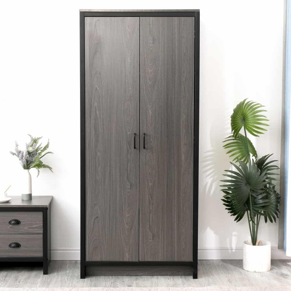 Black iron frame 2 doors wardrobe | Tudor Furniture