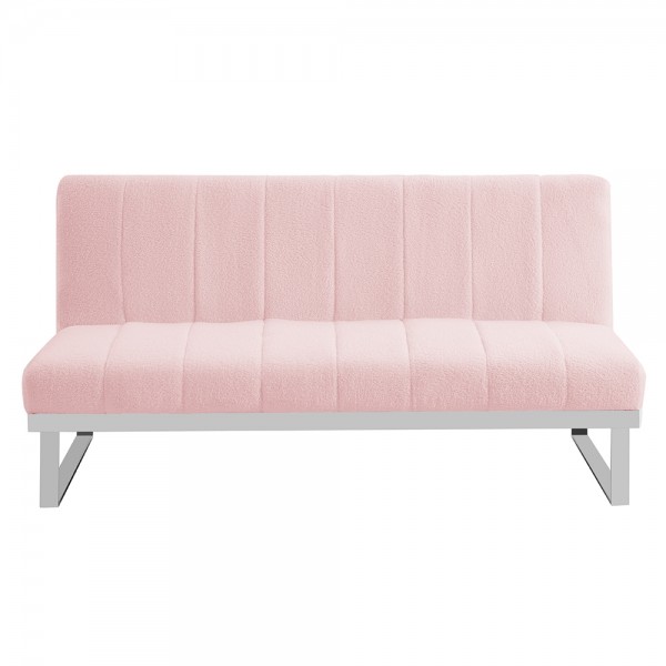 ELLIE PINK BOUCLE FOLDABLE SOFA BED WITH STAINLESS STEEL LEGS | Tudor ...