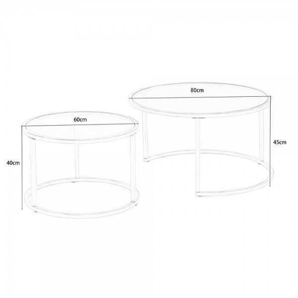 Frame Nesting Round Coffee Table With Glass Top | Tudor Furniture