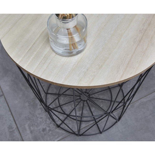 Kemi Round single metal wire side table with Storage | Tudor Furniture