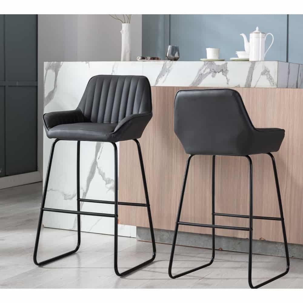 Kali PU Bar Stool 2pcs Grey | Tudor Furniture