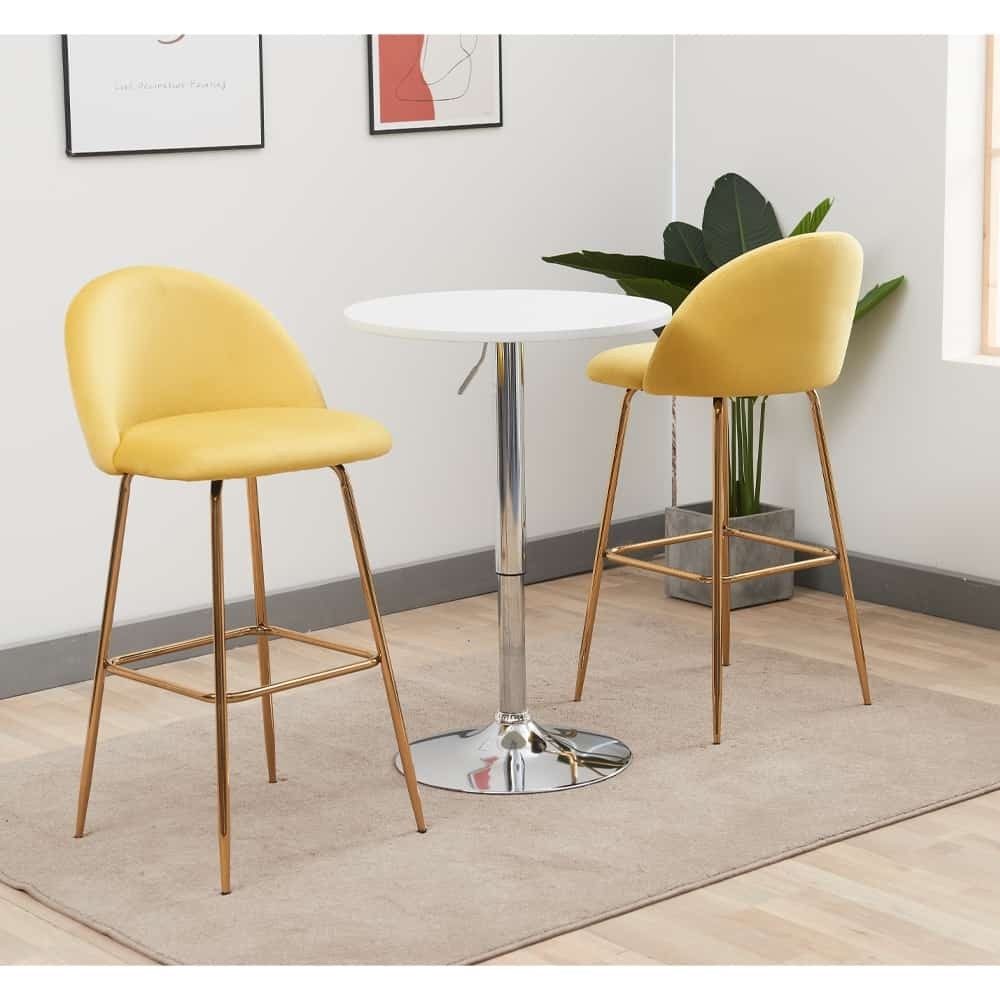 Aurora Velvet Bar Stool - Set Of 2 Yellow | Tudor Furniture