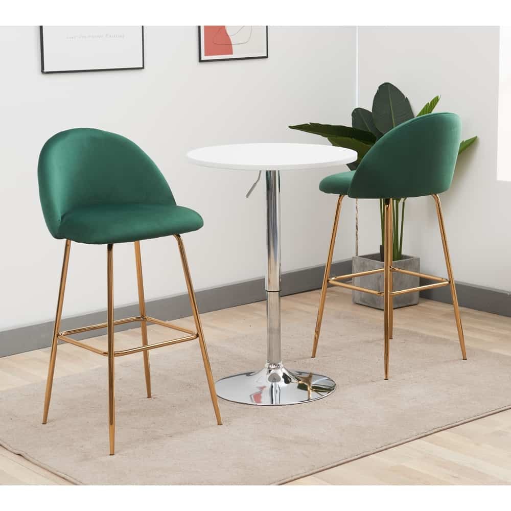 Aurora Velvet Bar Stool - Set Of 2 Green | Tudor Furniture
