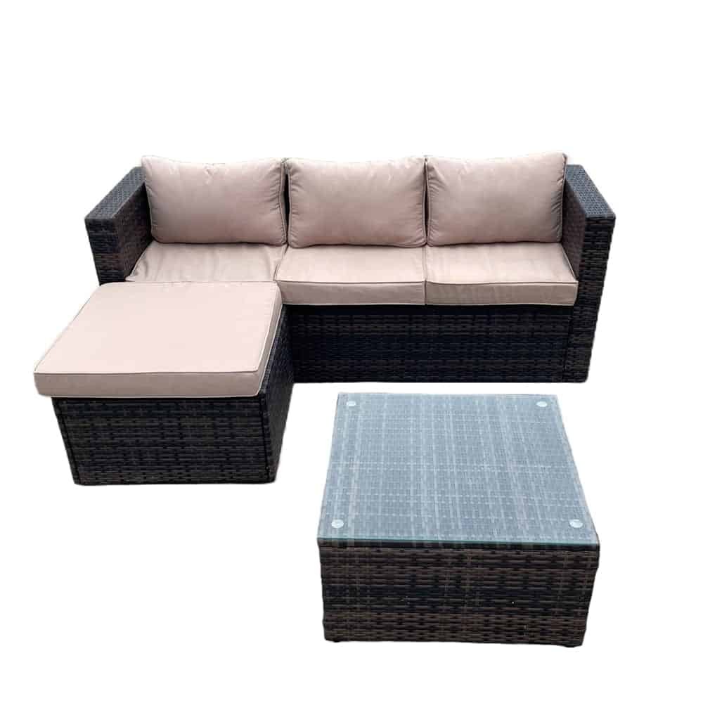 4 Seater Rattan Garden Furniture Sofa Set in Brown with Rain Cover ...