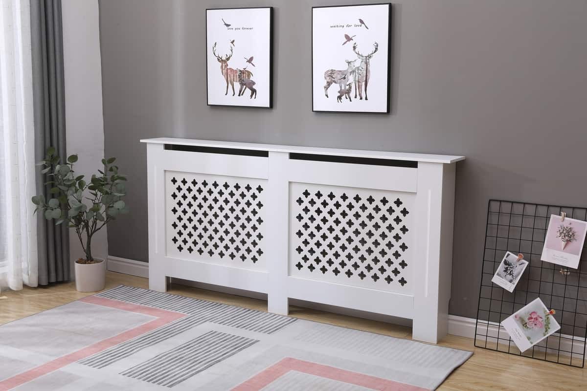 Malton White radiator cover large | Tudor Furniture