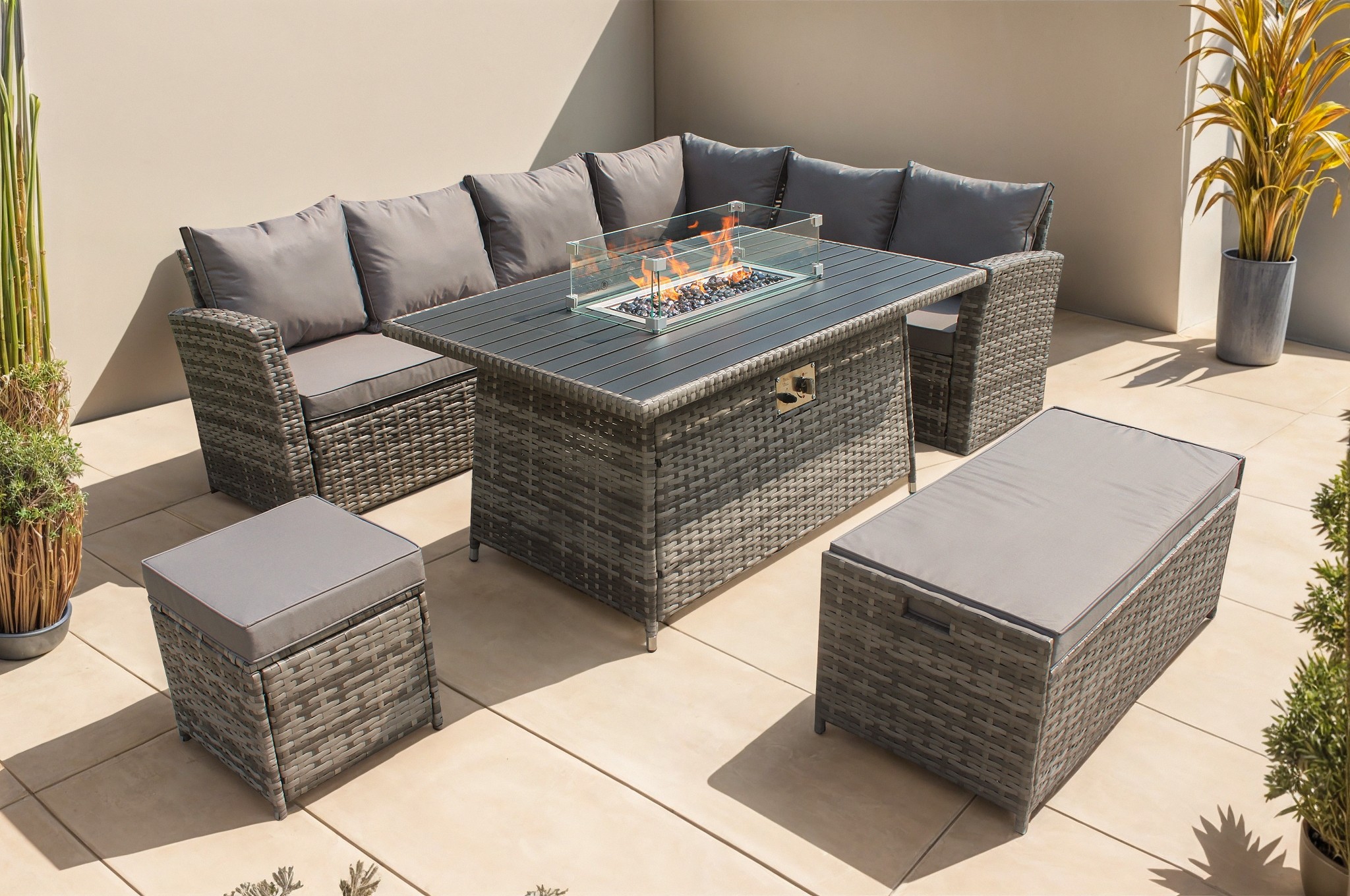ROSEN 9 SEATER RATTAN GARDEN FURNITURE CORNER SOFA SET WITH ALUMINUM ...