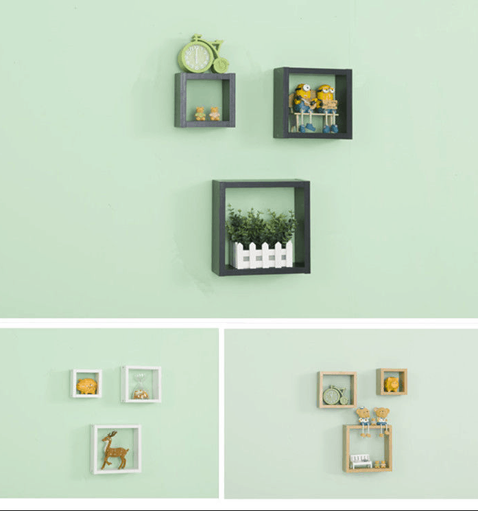 modern set of 3 floating square wall shelf storage display shelf cube ...