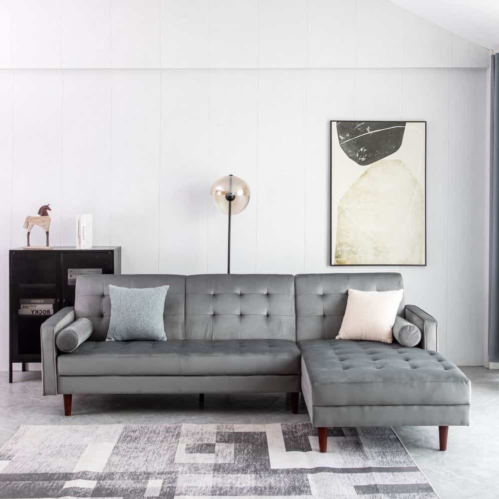 Scott 4 Seater Right Hand Facing Chaise End Corner Sofa in Grey | Tudor ...