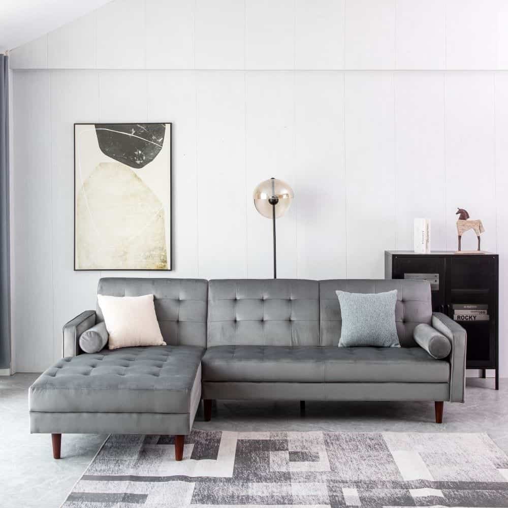 Scott 4 Seater Left Hand Facing Chaise End Corner Sofa in Grey | Tudor ...