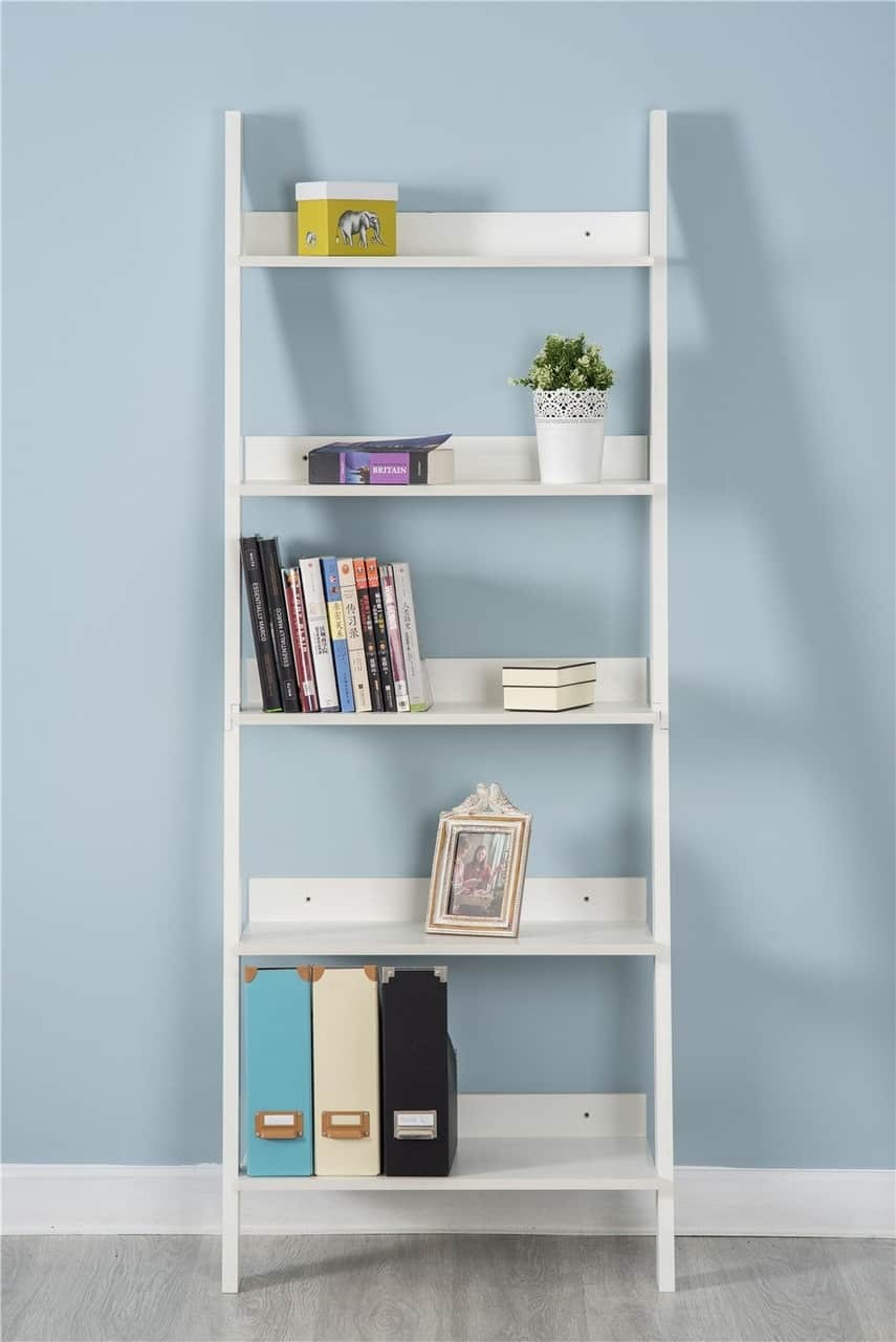 5 Tier White Ladder Shelf | Tudor Furniture