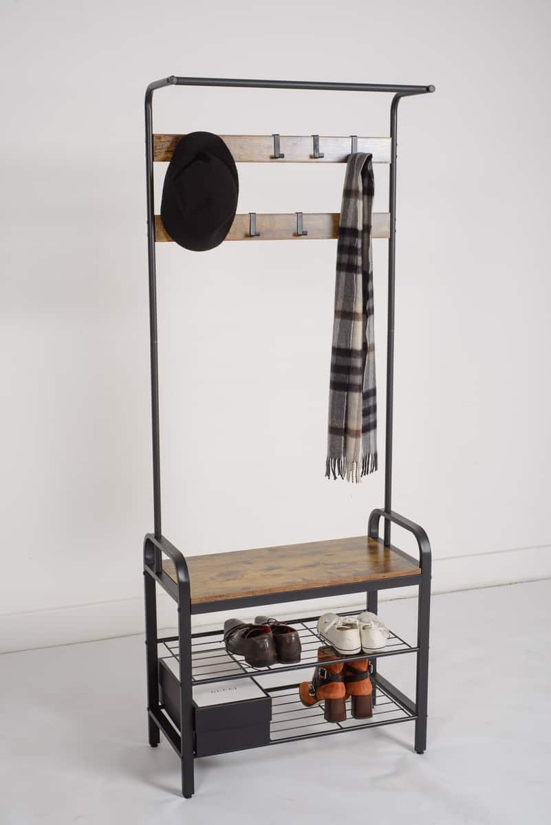Industrial Style Coat Rack Hall Tree | Tudor Furniture