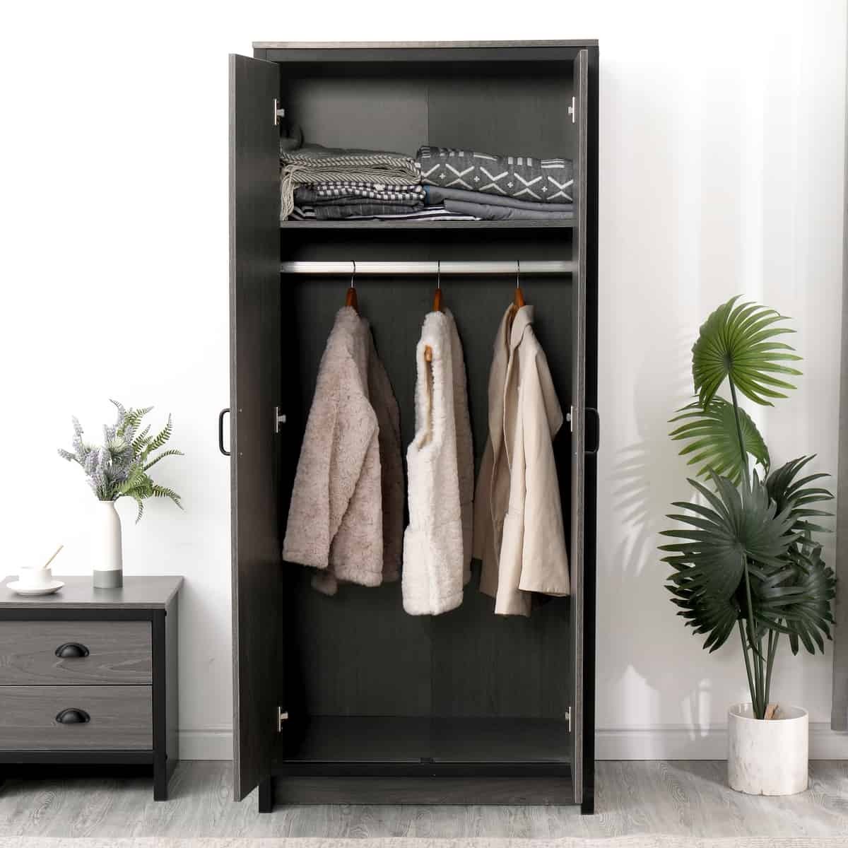 Black iron frame 2 doors wardrobe | Tudor Furniture