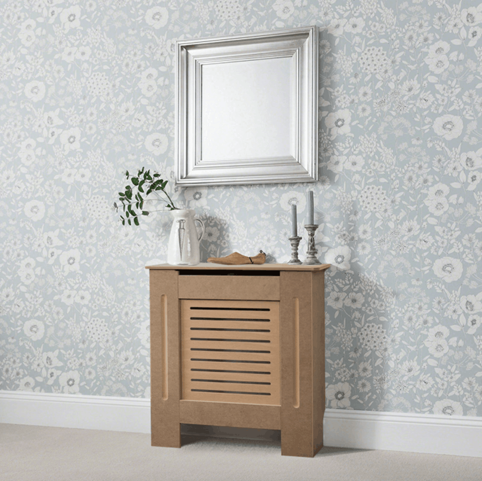 Nature Unpainted Modern Wood Radiator Cover-Small | Tudor Furniture