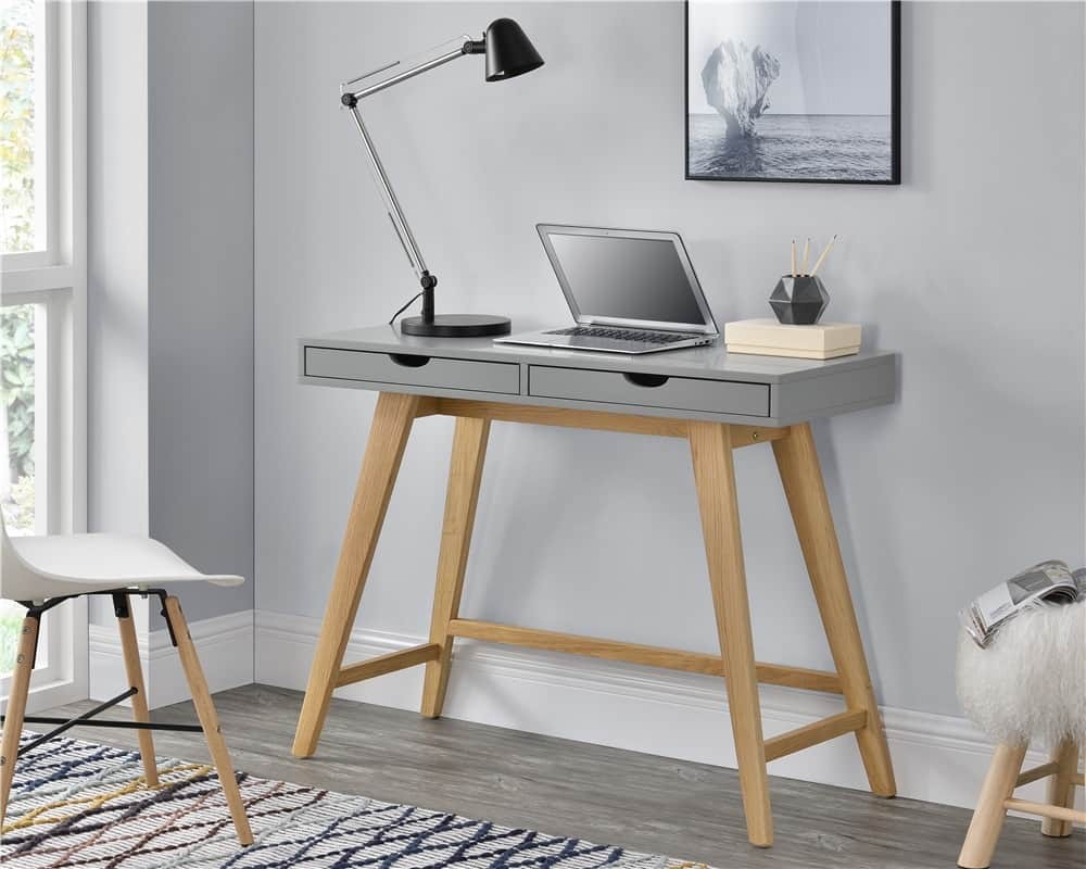 Solid Oak Computer Desk with Storage Filing Drawer Grey - Type 1 ...