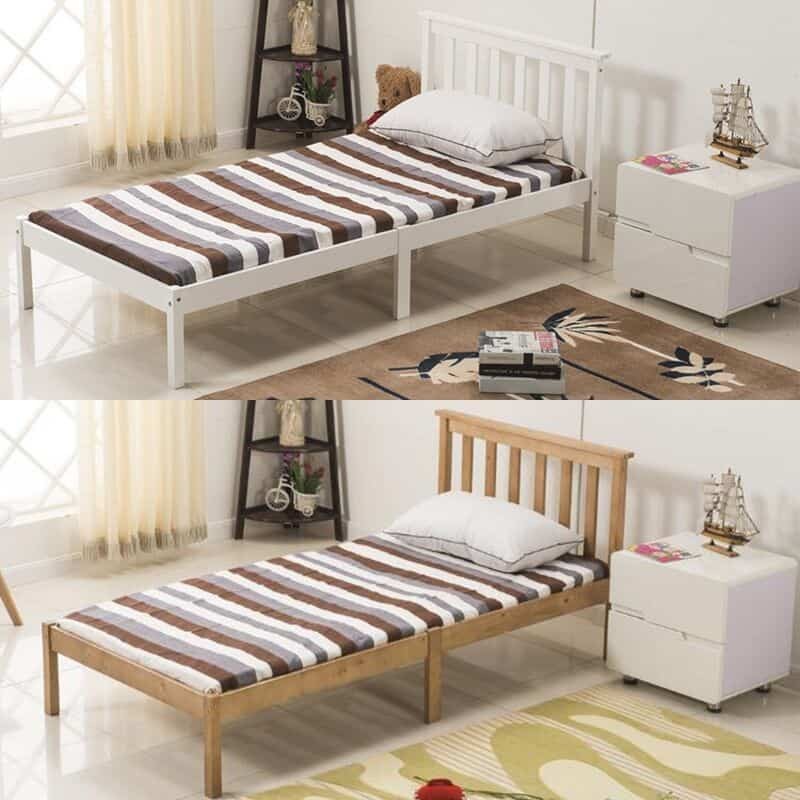 Pine Wood Single Bed Frame - Oak / White | Tudor Furniture