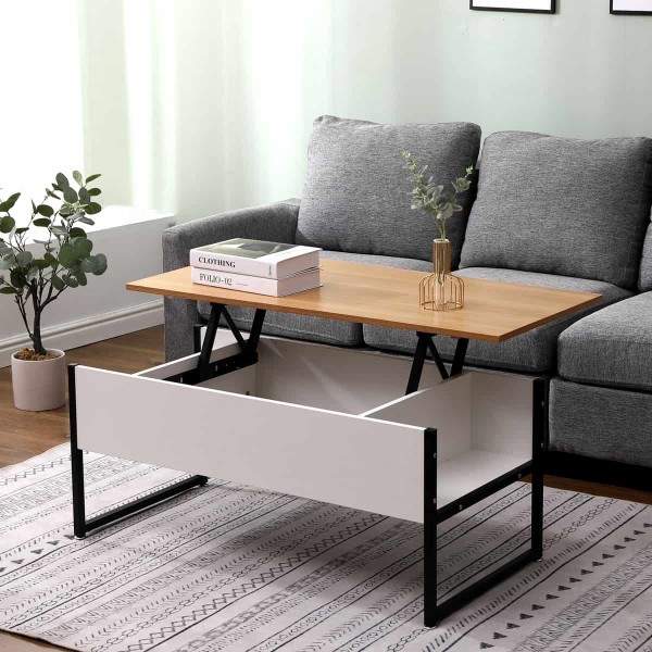 Oak & White Coffee table with folding top | Tudor Furniture