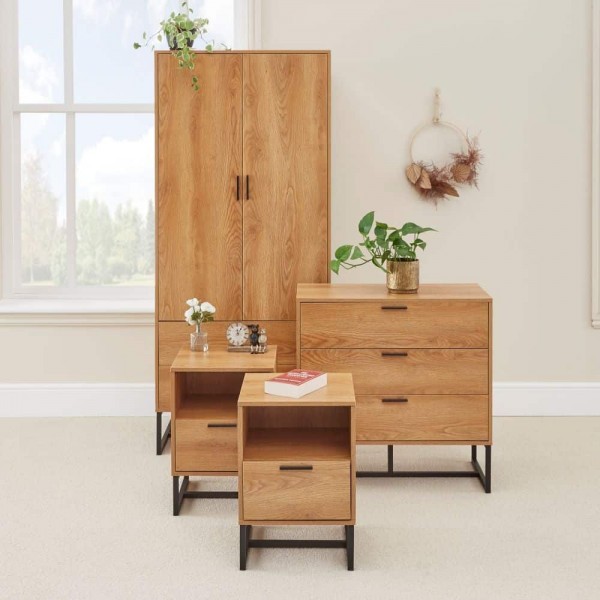 BELLUNO INDUSTRIAL STYLE BEDROOM SET WITH 2 DOOR WARDROBE | Tudor Furniture